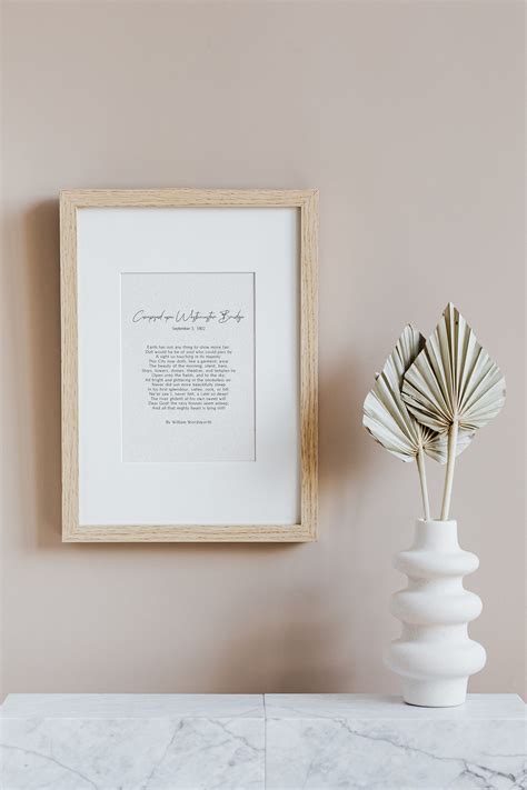 Composed Upon Westminster Bridge Poem By William Wordsworth Etsy