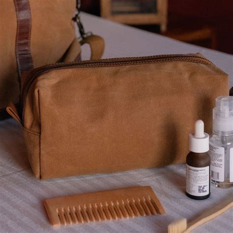 Brown Canvas Dopp Kit Lightweight And Durable Travel Organizer