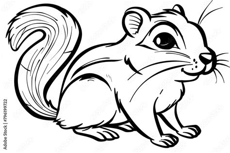 Basic Cartoon Clip Art Of A Chipmunk Bold Lines No Gray Scale Simple