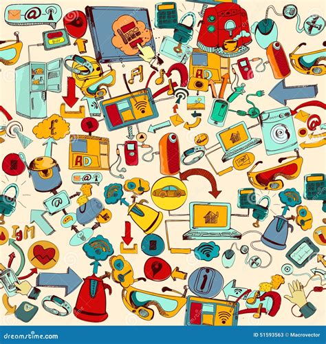 Internet Of Things Seamless Stock Vector Illustration Of Doodle Pattern 51593563
