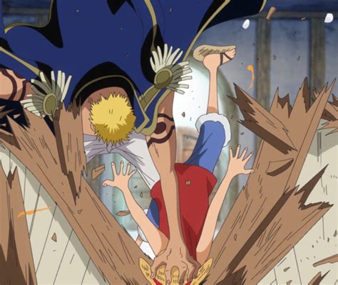 Bellamy Smashes Luffy Into The Bar Counter