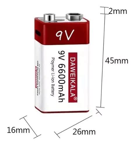 Batería Recargable De Iones De Litio De 9v 600mah Tipo C