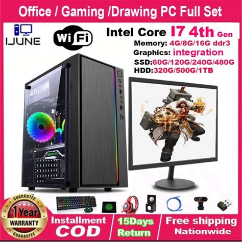 Desktop Computer Set Pc Set Inter I I I Quad Core G G Memory G Ssd Inch For Work Game