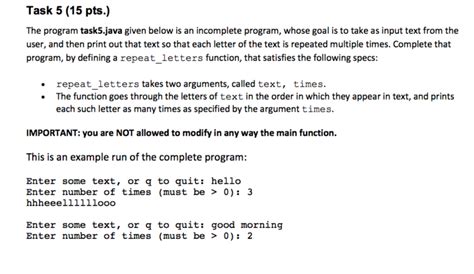 Solved Task 5 15 Pts The Program Task5java Given Below