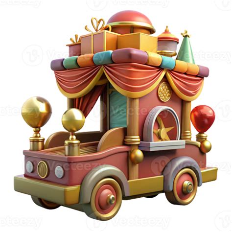 Magnificent Rustic Parade Float With Festive Decorations Moving Forward Cutout High Quality