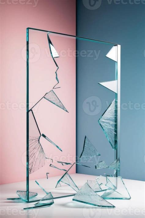 Shattered Glass Frame With Pink And Blue Background 53623880 Stock