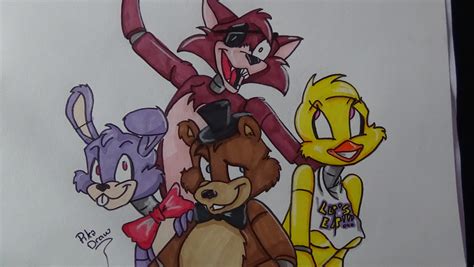 Speed Drawing Fnaf Freddy Bonnie Chica And Foxy Original Tony