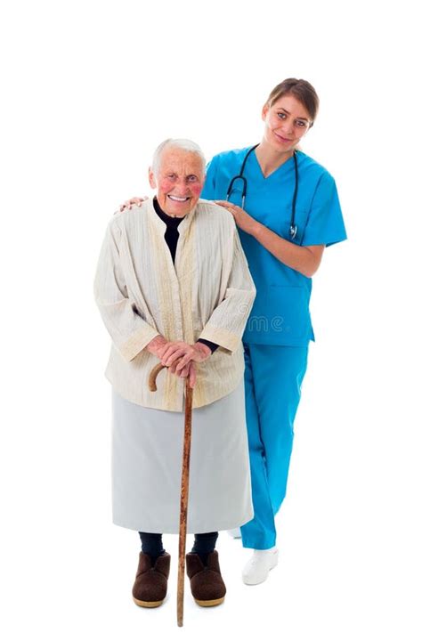 Gelukkige Verpleegster En Pati Nt Stock Foto Image Of Zeker Omhelzing