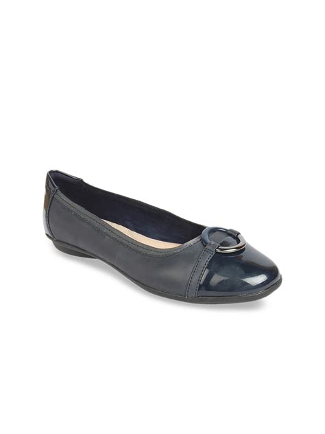 Buy Clarks Women Navy Blue Solid Leather Ballerinas Flats For Women