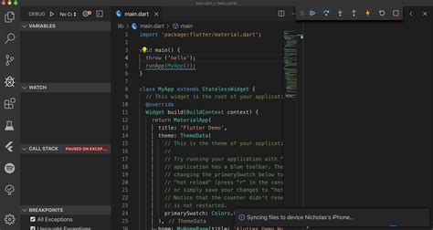 Doing A Hot Restart While The Debugger Has Paused On Exception Hangs If