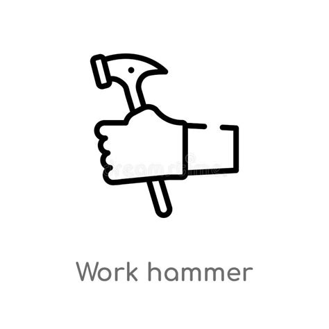 Hammer Outline Icon Isolated Line Vector Illustration From Electrian