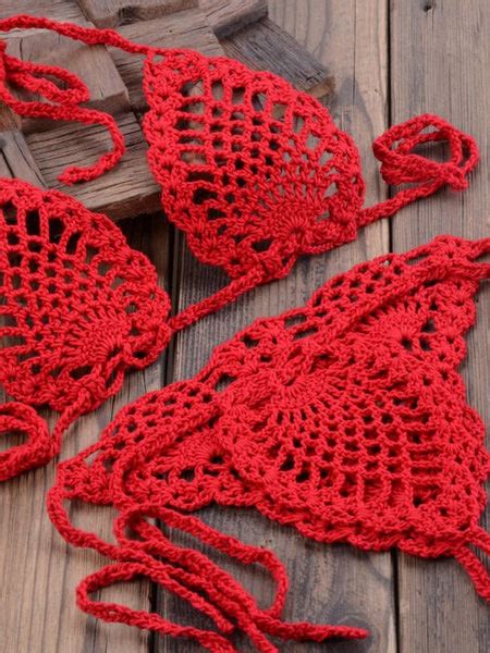Womens Handmade Crochet Micro Bikini Set Lingerie Sexy Swimwear