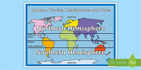 Equator And Hemisphere Map Twinkl Display Poster Twinkl