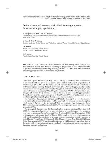 Pdf Diffractive Optical Elements With Chiral Focusing Properties For
