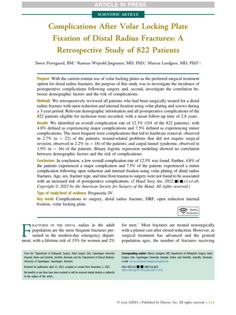 PDF Complications After Volar Locking Plate Fixation Of Distal Radius