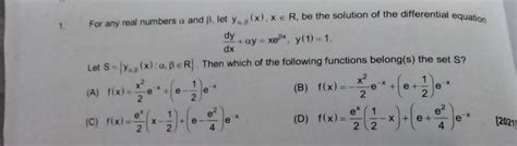 For any real numbers α and β let ya β x xR be the solution of the di