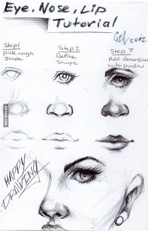 Eye Nose And Lip Tutorial Drawing Lessons Drawing Techniques
