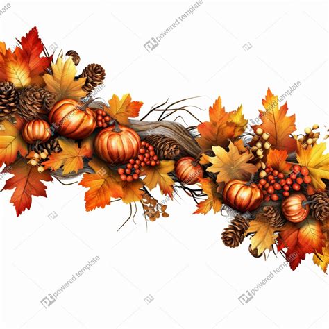 Hyper Detailed 3d Rustic Fall Garland Clipart White Background Ai