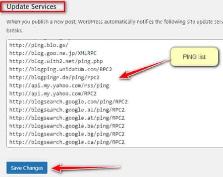 Latest WordPress Ping List For Faster Indexing Tipsnfreeware Com