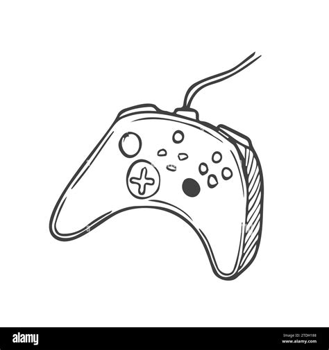 Sketch Of Joystick Doodle Style Vector Gamepad Video Games Concept