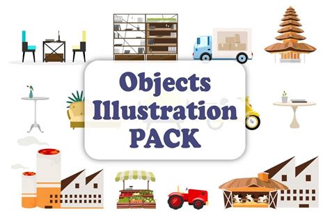 Different Flat Color Vector Objects Set Graphic By Theimg · Creative Fabrica