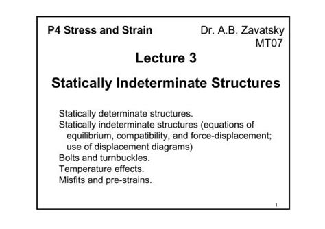 Statically Indeterminate Structures Department Of Engineering