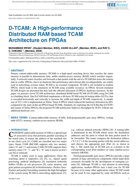 Pdf A High Performance Distributed Ram Based Tcam Architecture On Fpgas