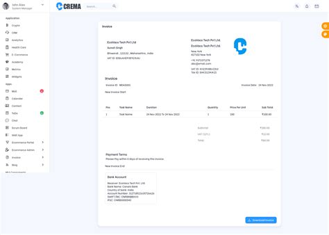 Material Design MUI Crema React Admin Template