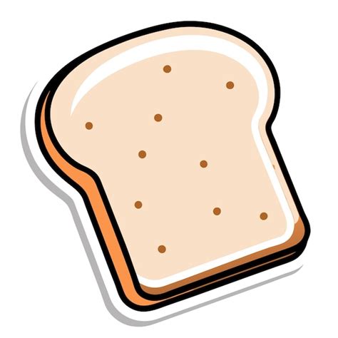 Toasted Bread Slice Cartoon Sticker On A Isolated White Background 16