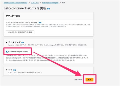 マネジメントコンソールから 既存 Ecs クラスターの Container Insights を有効化する方法を教えてください Developersio