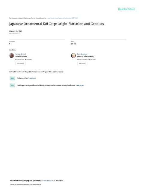 Japanese Ornamental Koi Carp Origin Variation And Genetics Pdf