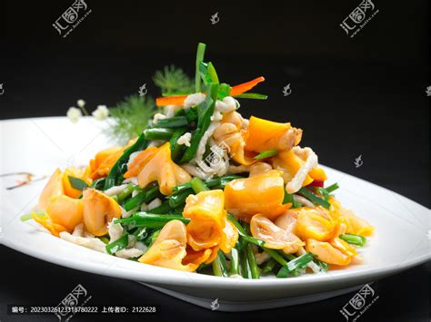 韭菜肉丝炒蚬肉中国菜系食品餐饮摄影素材汇图网