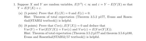 solved 1 suppose x and y are random variables e y2