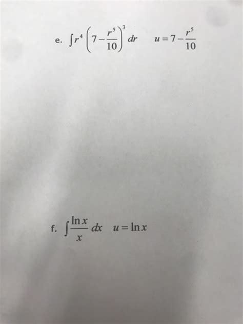 Solved Indefinite Integrals With Substitution 6 Evaluate
