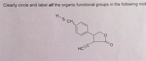 Solved Question Clearly Circle And Label All The Organic Chegg