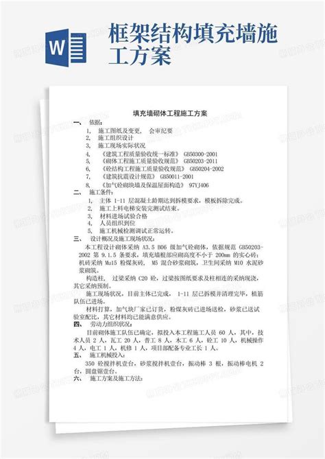 填充墙砌体工程施工方案word模板下载编号qoxjkykl熊猫办公