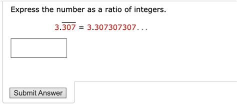 Solved Express The Number As A Ratio Of Integers 3307