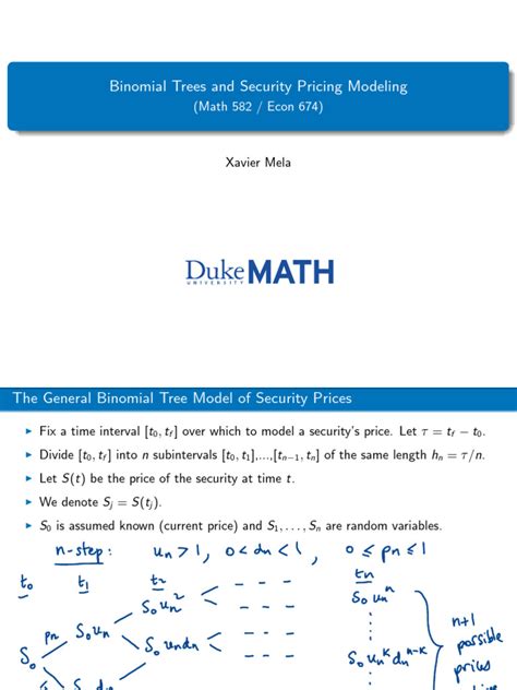 01 Binomial Trees And Security Pricing Modeling 1 Pdf Random