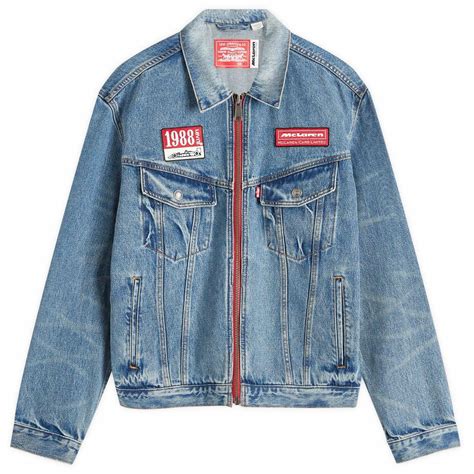 Levis Mens Levis X Mclaren Heritage Trucker Jacket In Blue Levis Red