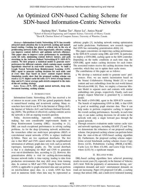 An Optimized Gnn Based Caching Scheme For Sdn Based Information Centric