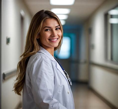 Premium Photo A Beautiful Female Doctor Is Smiling Beautifully And