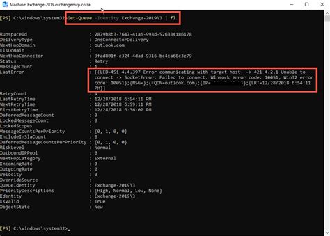 Exchange 2019 Check A Mail Queue That Is Giving An Error With