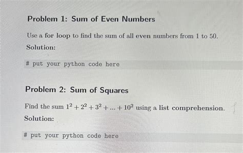 Solved Problem 1 Sum Of Even Numbersuse A For Loop To Find