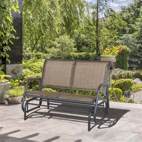 Winston Porter 2 Person Outdoor Glider Bench Patio Double Swing
