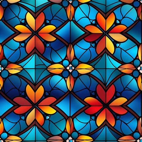 Premium Ai Image Seamless Pattern Stained Glass Background