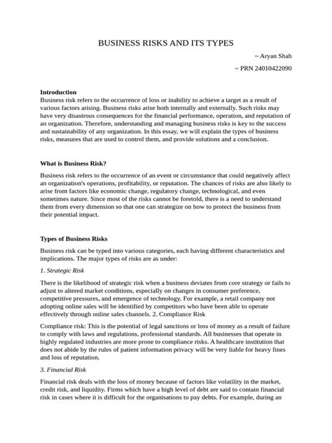ARYAN SHAH BST Internal Assignment | PDF | Risk | Risk Management