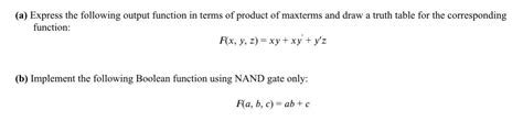 Solved A Express The Following Output Function In Terms Of Chegg