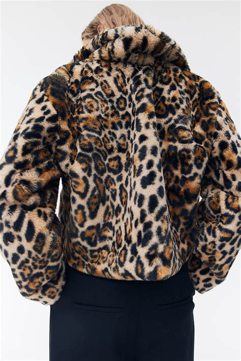 Късо пухкаво яке Кафяв Леопардов принт ЖЕНИ Handm Bg