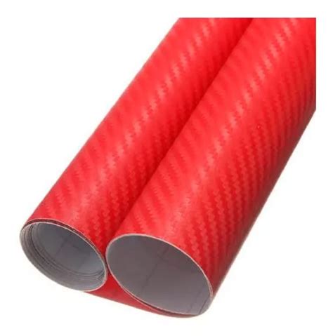 Vinil Automotriz Fibra De Carbono Rojo 3d 1x1 52m Autoelite