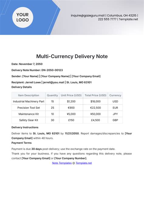Free Collection And Delivery Note Template To Edit Online